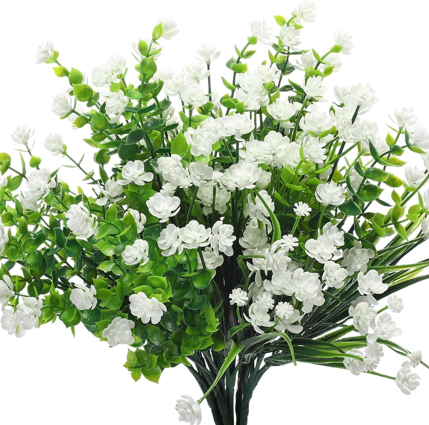 12 Bundles Artificial Fake Flowers Plastic Artificial Greenery UV ...