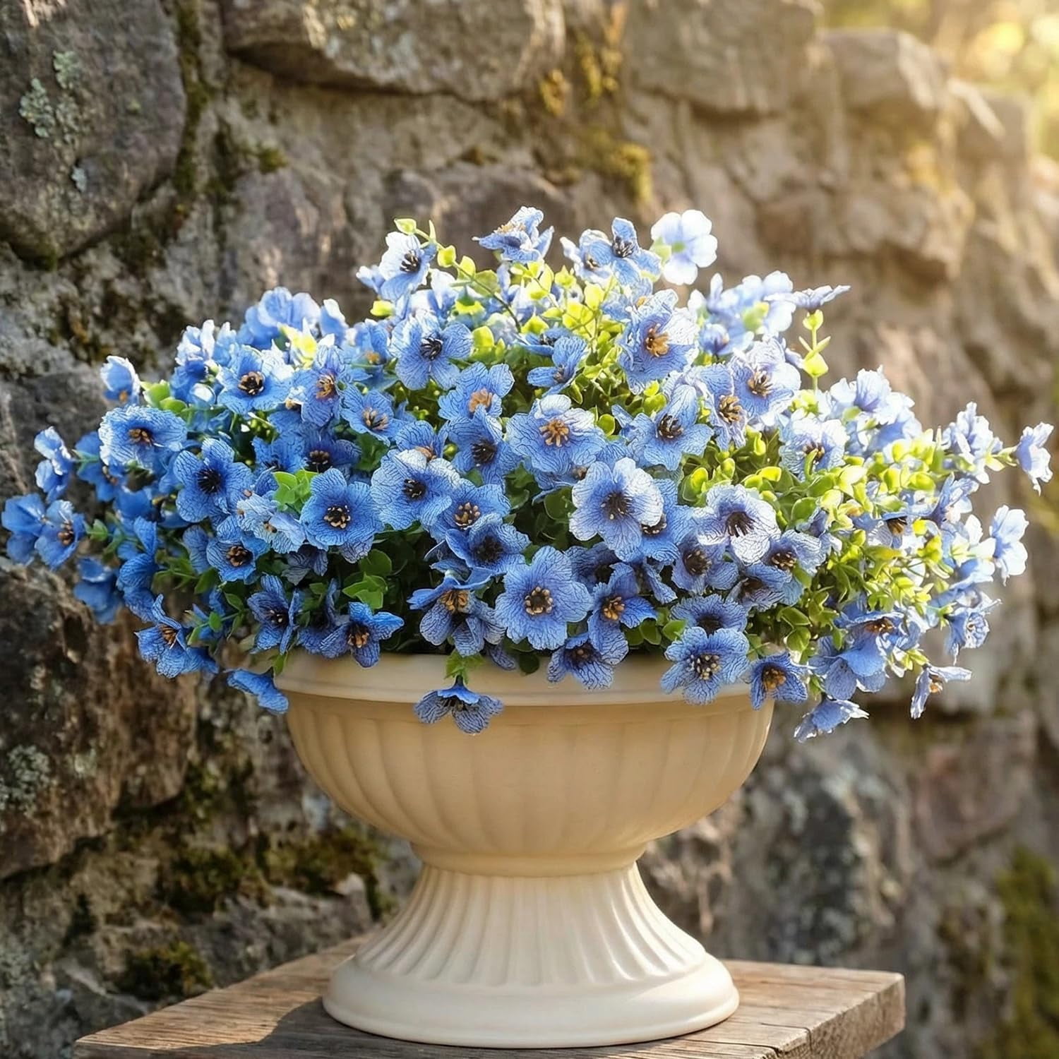 12 Bundles Artificial Fake Plants Flowers for Outdoor,UV Resistant ...