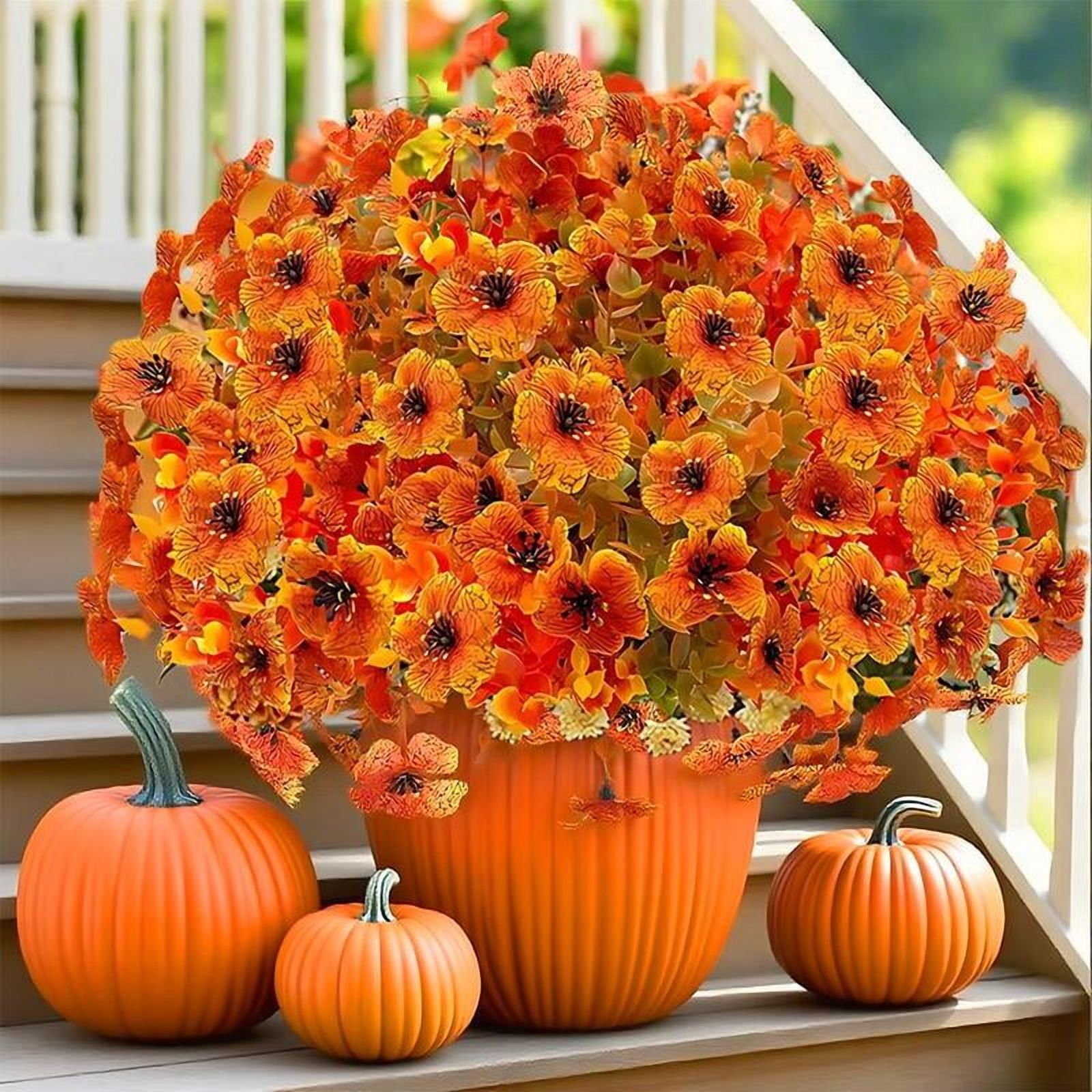 12 Bundles Artificial Fall Chrysanthemums, UV Resistant Outdoor Flowers ...