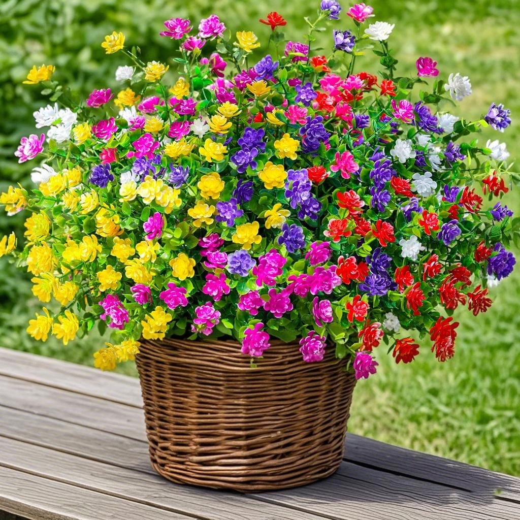 12 Bundles Artificial Faux Flowers & Greenery Plants,Realistic UV ...