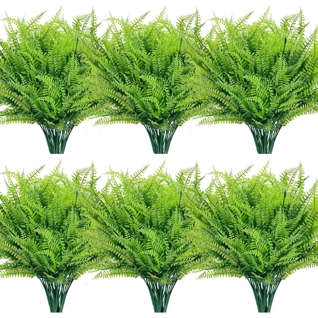 12 Bundles Artificial Ferns for Outdoors Fake Boston Fern Large ...