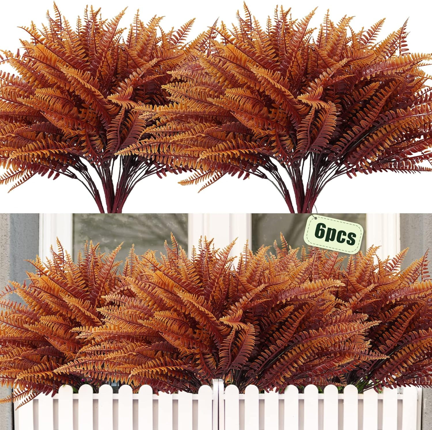 12 Bundles Artificial Ferns for Outdoors Fake Boston Fern Large ...