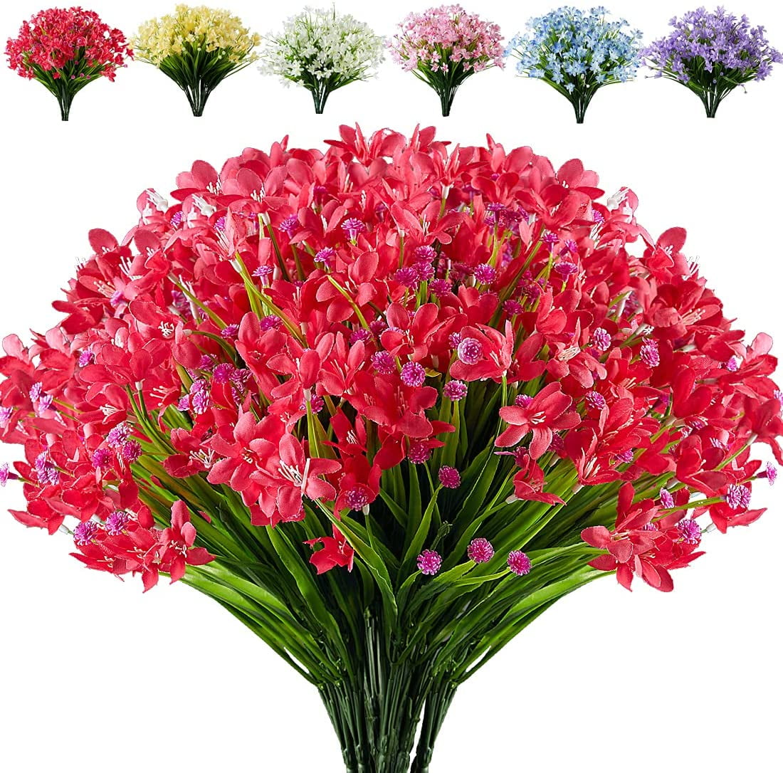 12 Bundles Artificial Flowers Fake Daffodils Flowers UV Resistant No ...