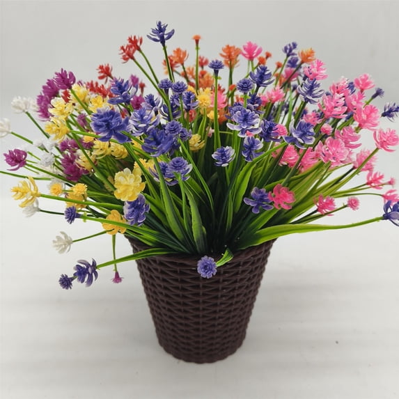 12 Bundles Artificial Flowers Outdoor UV Resistant Fake Plants Indoor ...