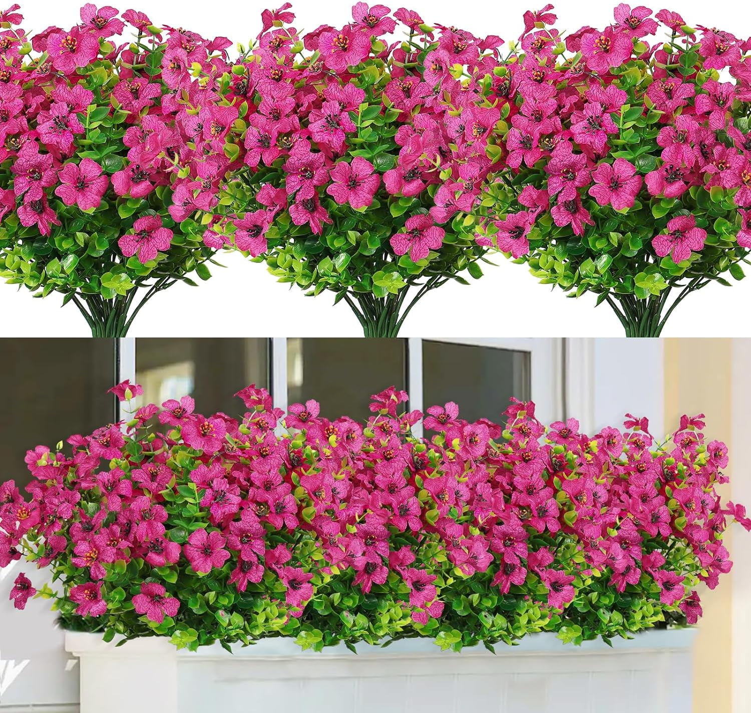 12 Bundles Artificial Flowers Outdoor UV Resistant Fake Silk Flowers ...