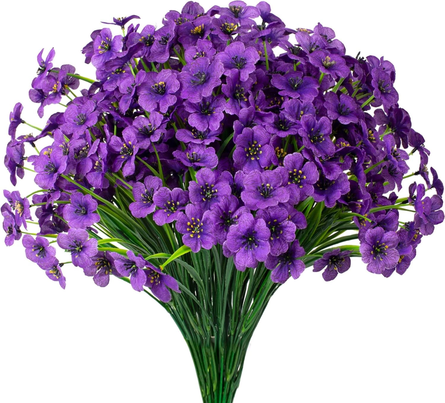 12 Bundles Artificial Flowers Outdoor UV Resistant Fake Violet Flowers ...
