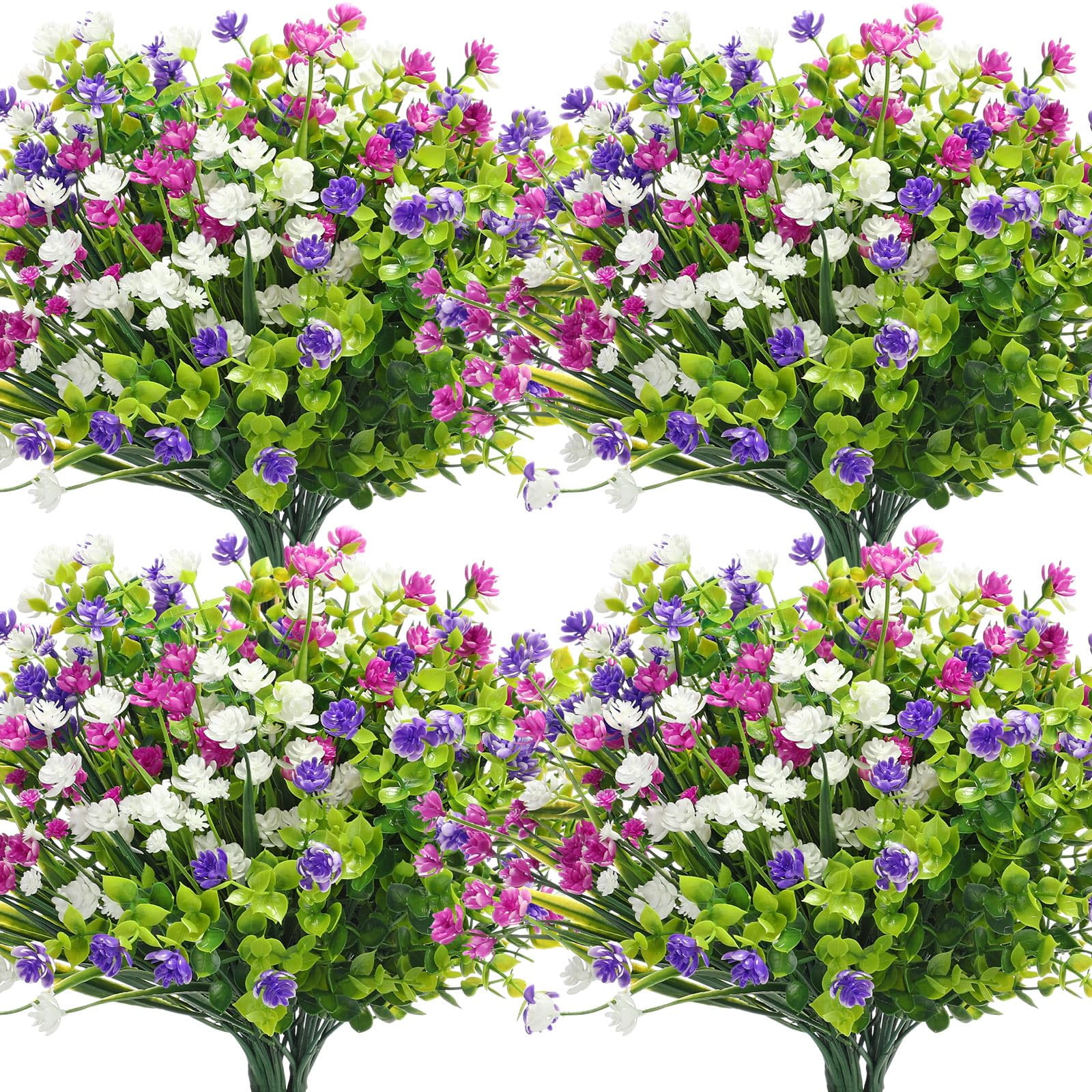 12 Bundles Artificial Flowers for Outdoors Fake Plants - Faux Outside ...