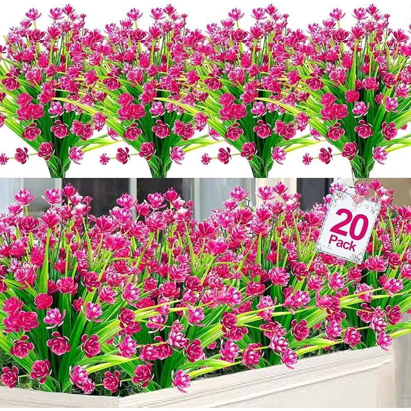 12 Bundles Artificial Flowers for Outdoors Summer Decor, Realistic UV ...