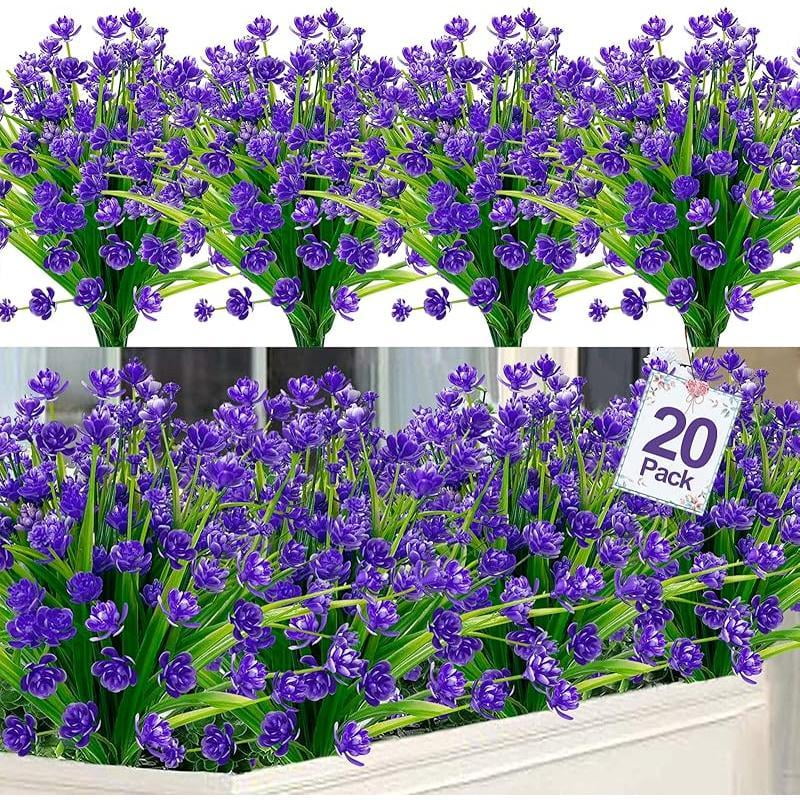 12 Bundles Artificial Flowers for Outdoors Summer Decor, Realistic UV ...