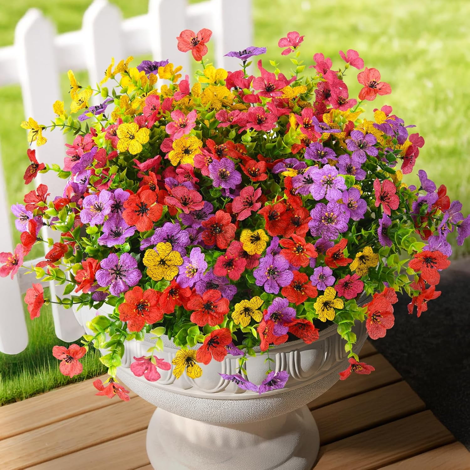 12 Bundles Artificial Flowers for Outdoors - UV Resistant Faux Daisy ...