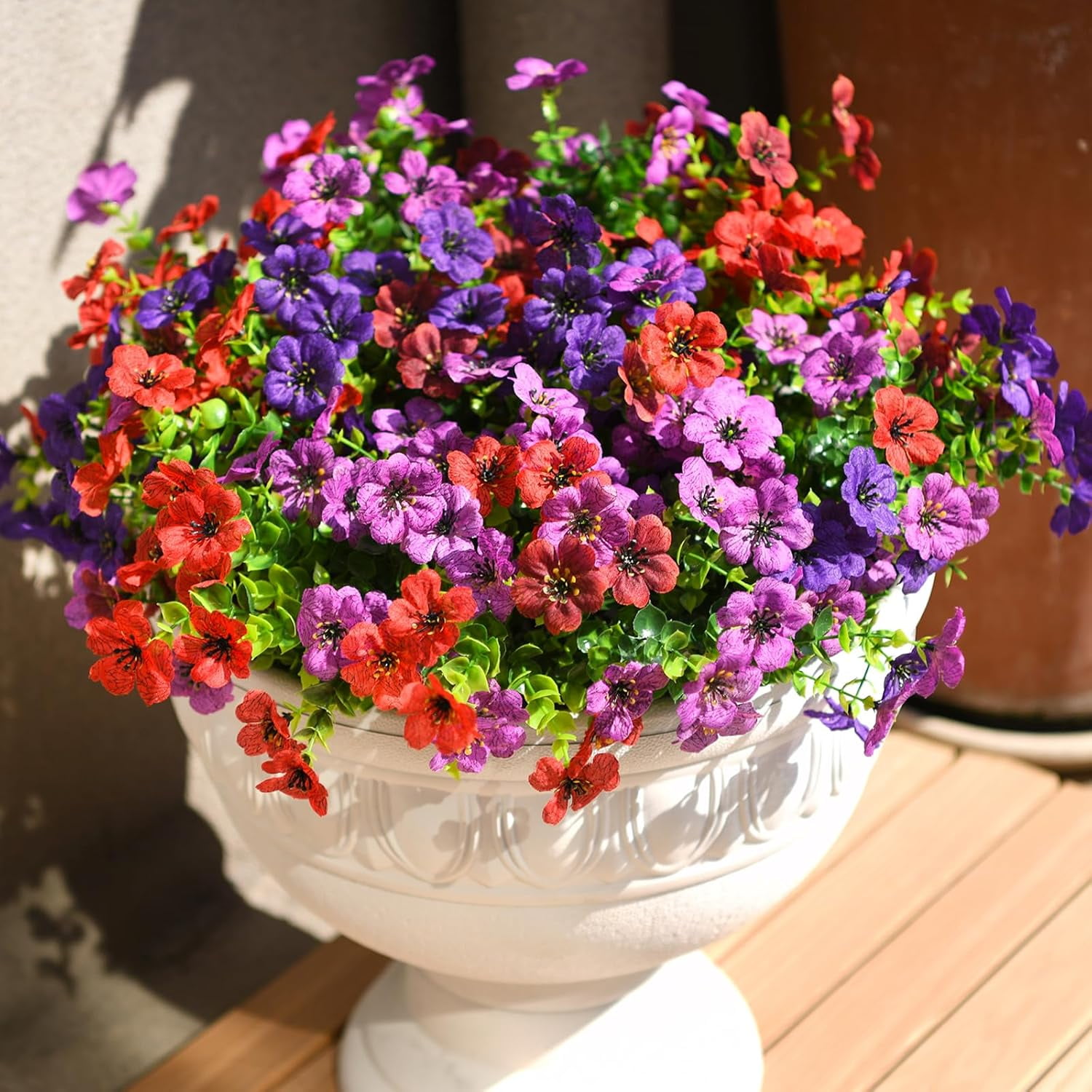 12 Bundles Artificial Flowers for Outdoors - UV Resistant Faux Daisy ...