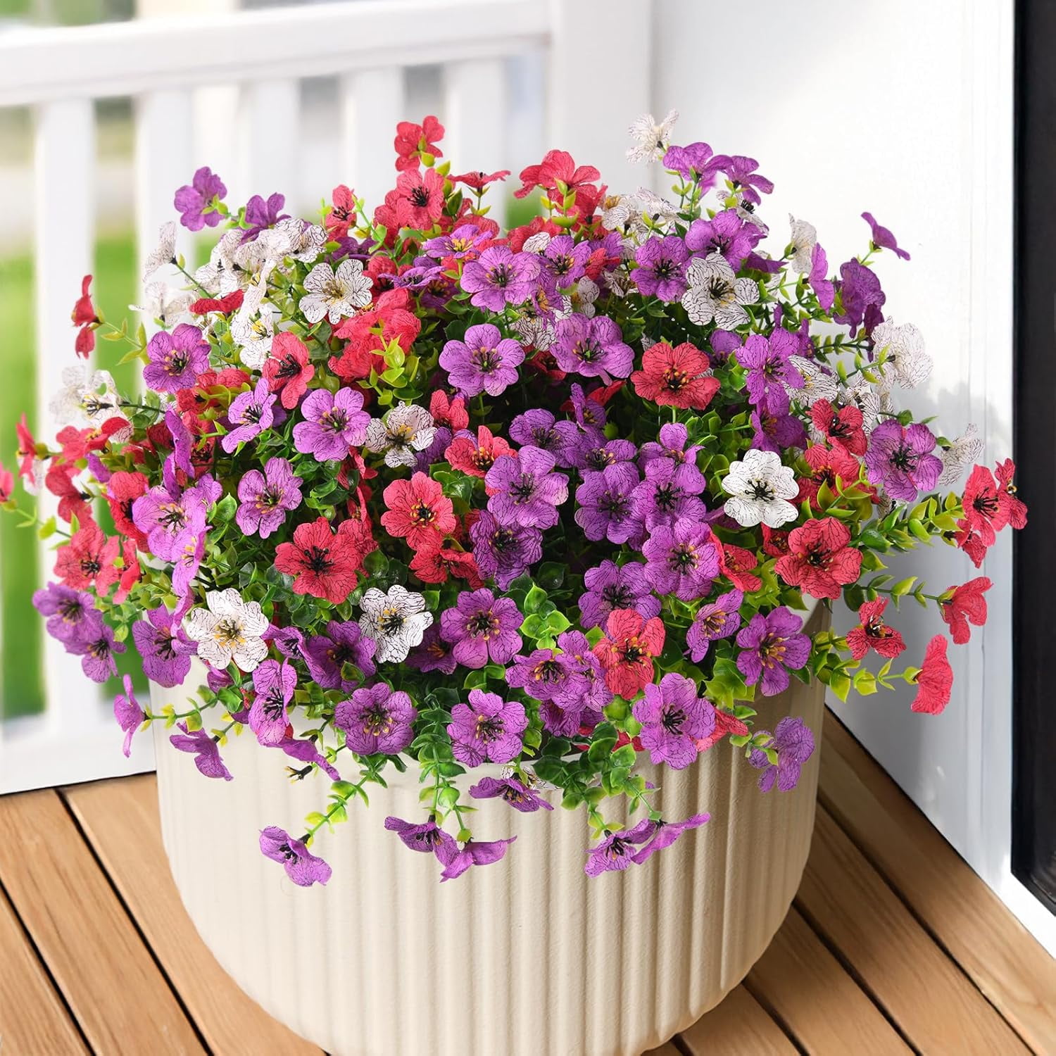 12 Bundles Artificial Flowers for Outdoors - UV Resistant Faux Daisy ...