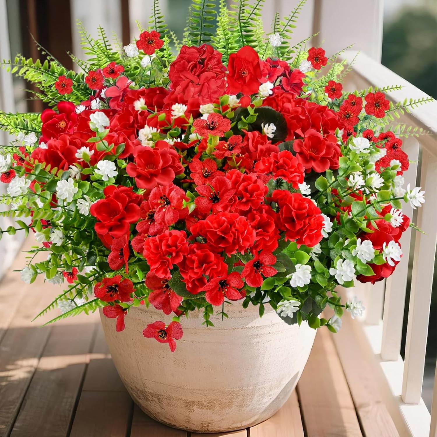 12 Bundles Artificial Geraniums Flowers for Outdoors Decoration UV ...