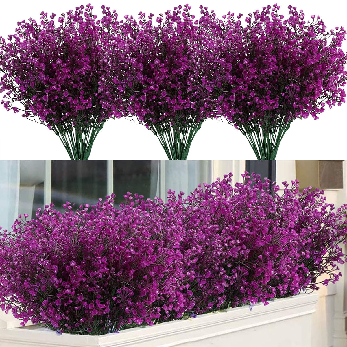 12 Bundles Artificial Greenery Plants Plastic Fake Bell Grass Flowers ...