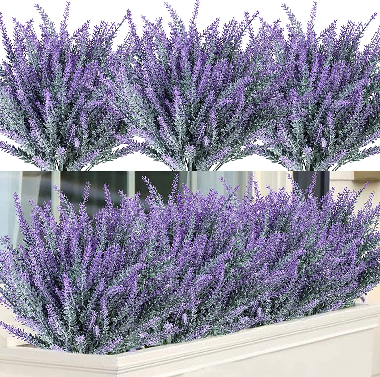12 Bundles Artificial Lavender Fake Flowers Faux Plastic Plants for ...