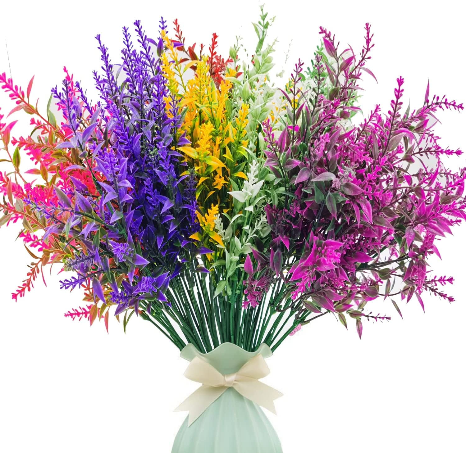 12 Bundles Artificial Lavender Flowers Outdoor UV Resistant Faux ...