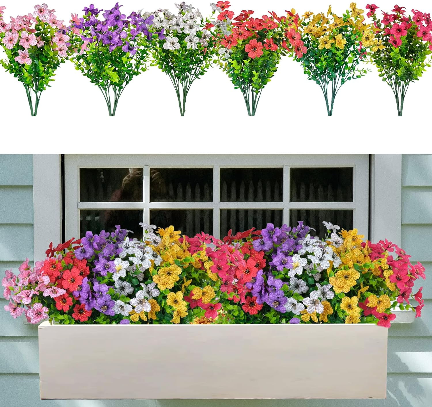 12 Bundles Artificial Plants Flowers Outdoors Colorful Wildflowers Faux ...