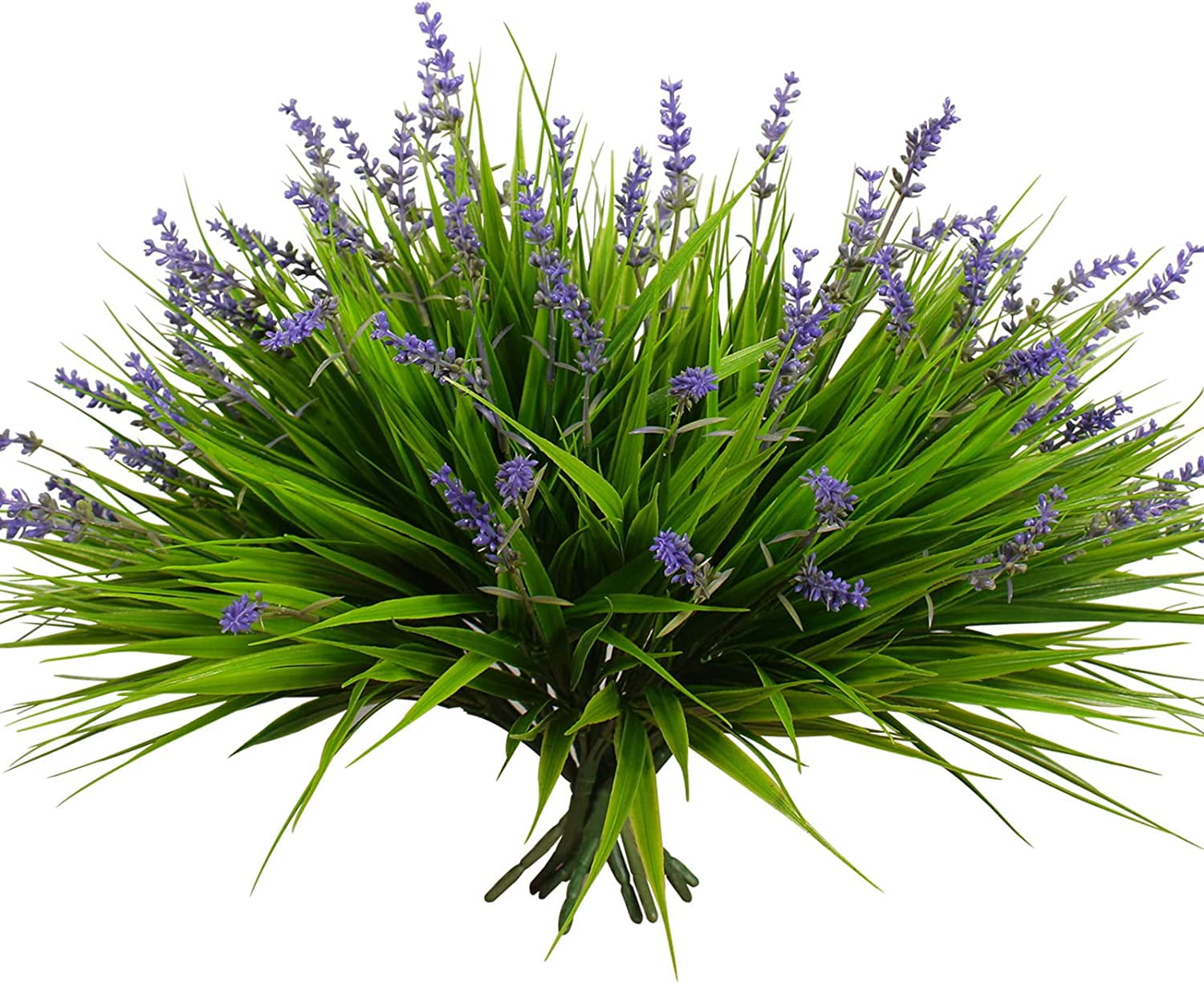 12 Bundles Artificial Plants Outdoor Fake Monkey Grass with Flowers for ...