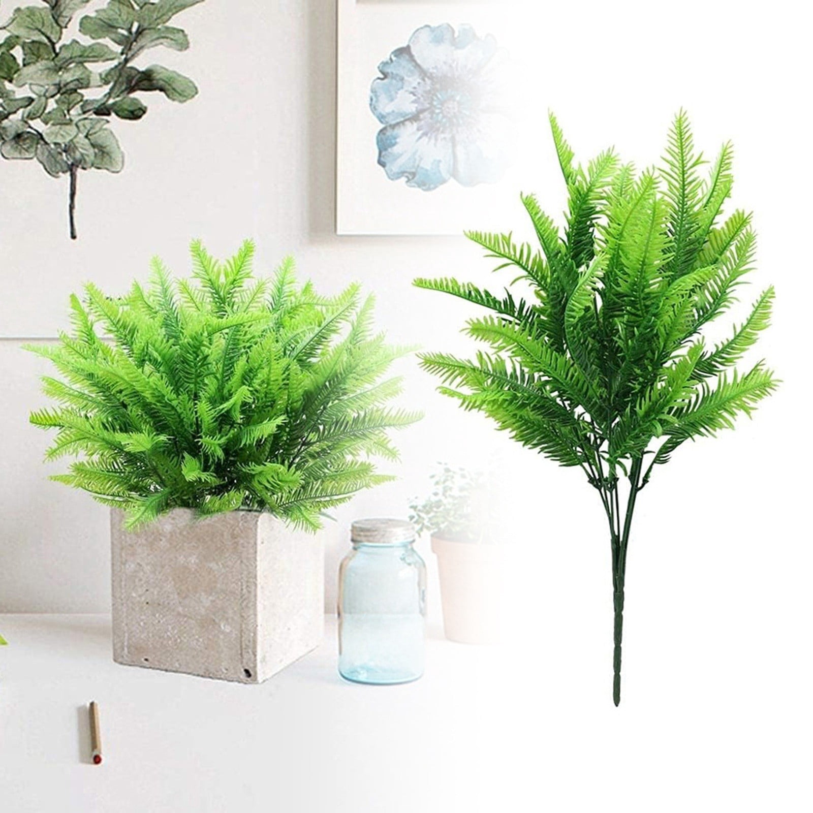12 Bundles Fake Fern Plants Outdoor Artificial UV Resistant Faux Ferns ...