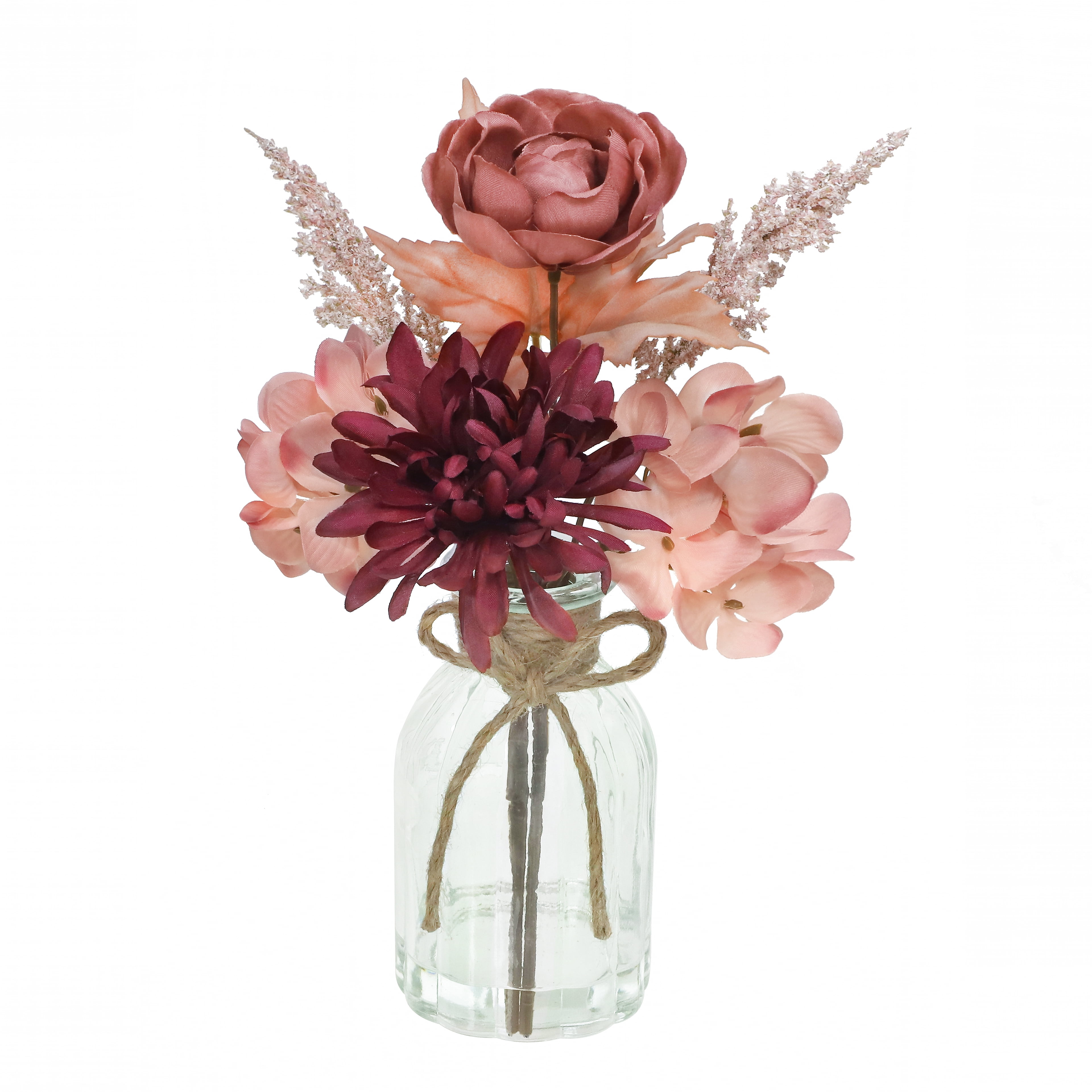 12" Burgundy & Blush Mum & Hydrangea in Glass Container by Ashland ...