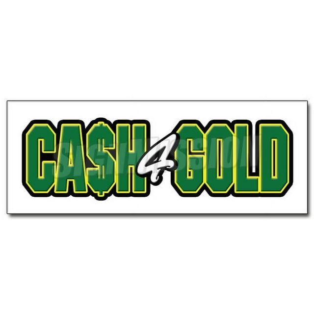 12" CASH FOR GOLD DECAL sticker pawn shop jewelry store - Walmart.com