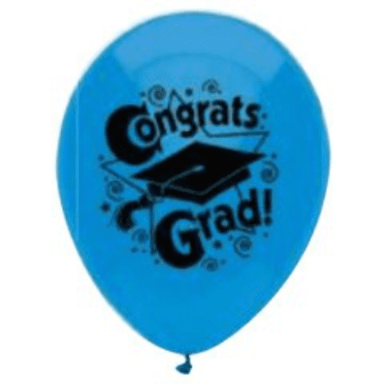 12" CONGRATS GRAD BLUE Latex Balloons • Party Supplies Decorations ...