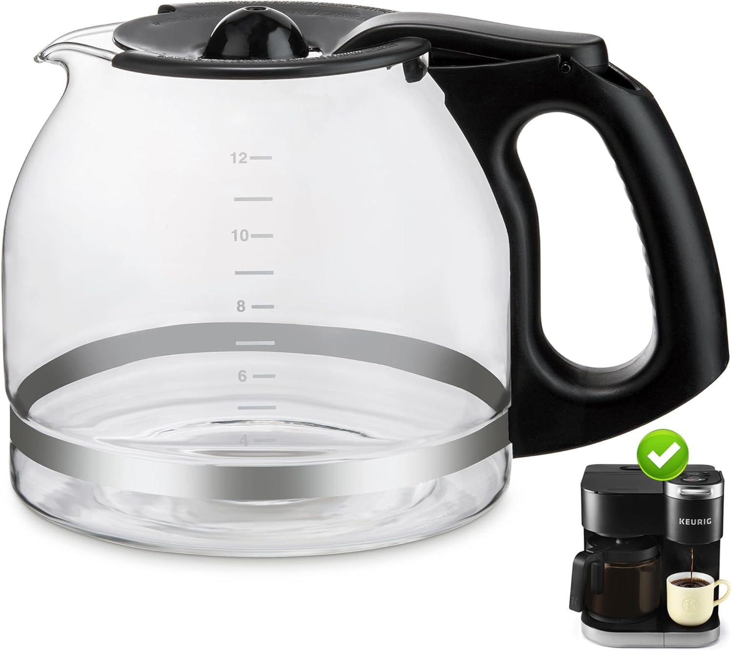 12-CUP Glass Replacement Coffee Carafe ONLY for KEURIG K-DUO Single ...