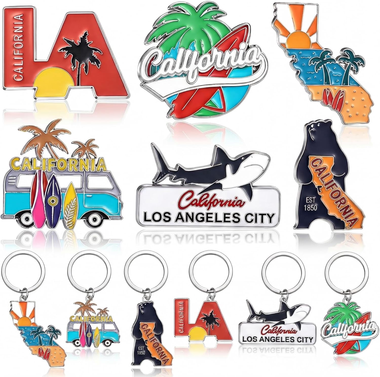 12 California metal souvenir gifts, 6 California metal refrigerator ...