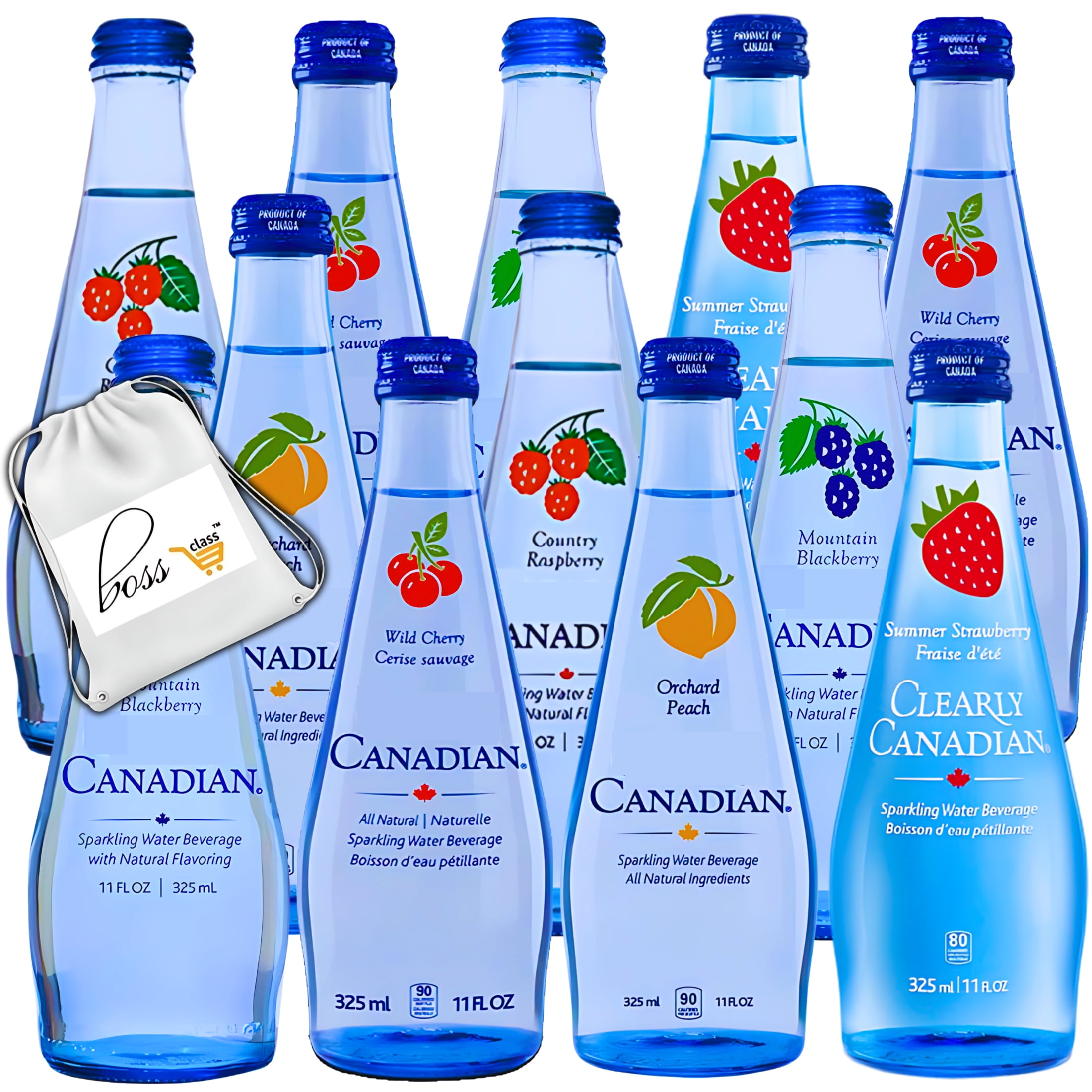(12) Canadian Sparkling Water Beverage, 11 Floz Variety Pack FLAVOR MAY VARY Summer Strawberry ...