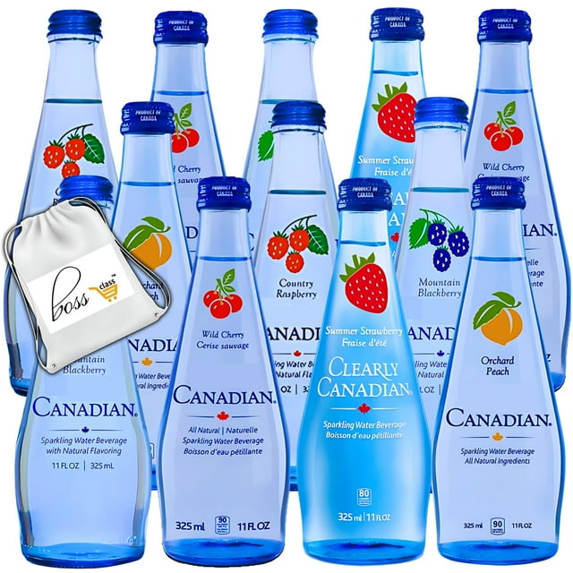 (12) Canadian Sparkling Water Beverage, 11 Floz Variety Pack Flavor May ...