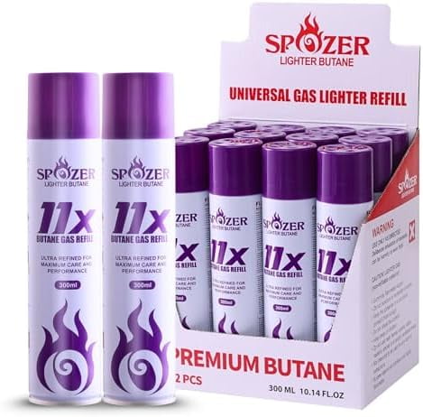12 Cans 11X Lighter Gas Refill Butane Universal Fluid Fuel Ultra ...
