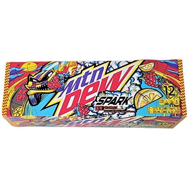 (12 Cans) Mountain Dew Soda Soft Drink Spark Raspberry Lemonade ...