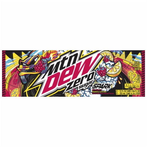 Mountain Dew Zero Sugar Spark Raspberry Lemonade Soda (12 Cans) - Bold ...