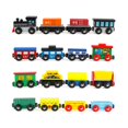 12-Car Wooden Train Set with Magnetic Tram, Includes 3 Locomotives and ...