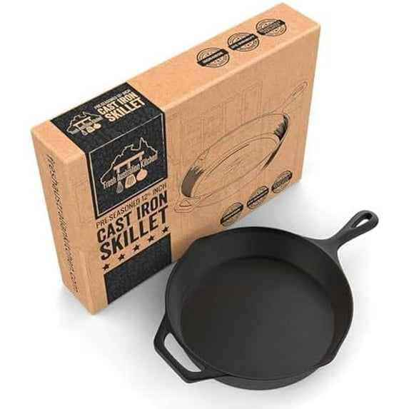 12" Cast Iron Skillets Nonstick - Pre Seasoned Frying Pan Cookware Pan ...