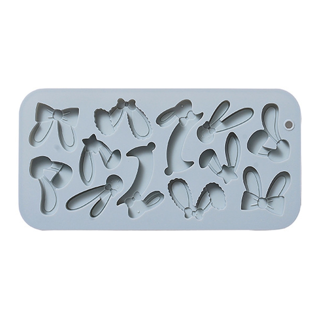 12 Cavity 3D Rabbit Ear Fondant Mold Biscuits Mold DIY Cartoon Press ...
