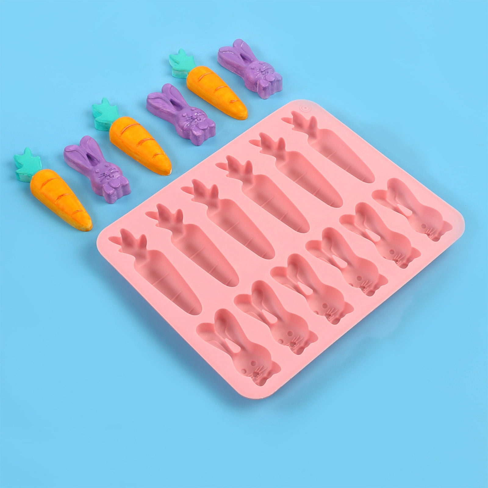 12-Cavity Bunny & Carrot Food-Grade Silicone Mold – Non-Stick ...