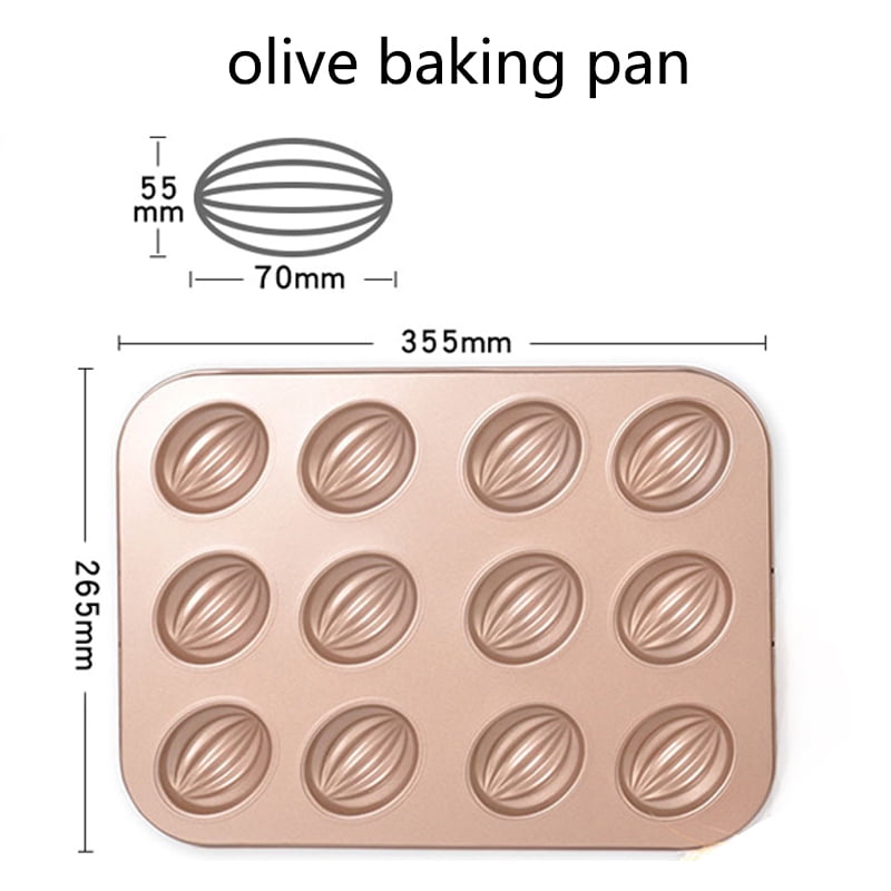 12 Cavity Madeleine Mold Non-Stick Scallop Chestnut Olive Shaped ...