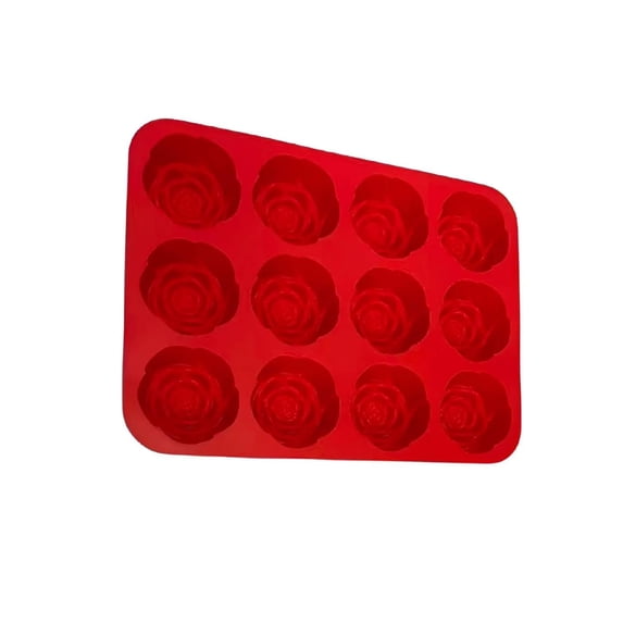 12 Cavity Rose Shape Silicone Molds For Baking Cake Chocolate Ice Cubes ...