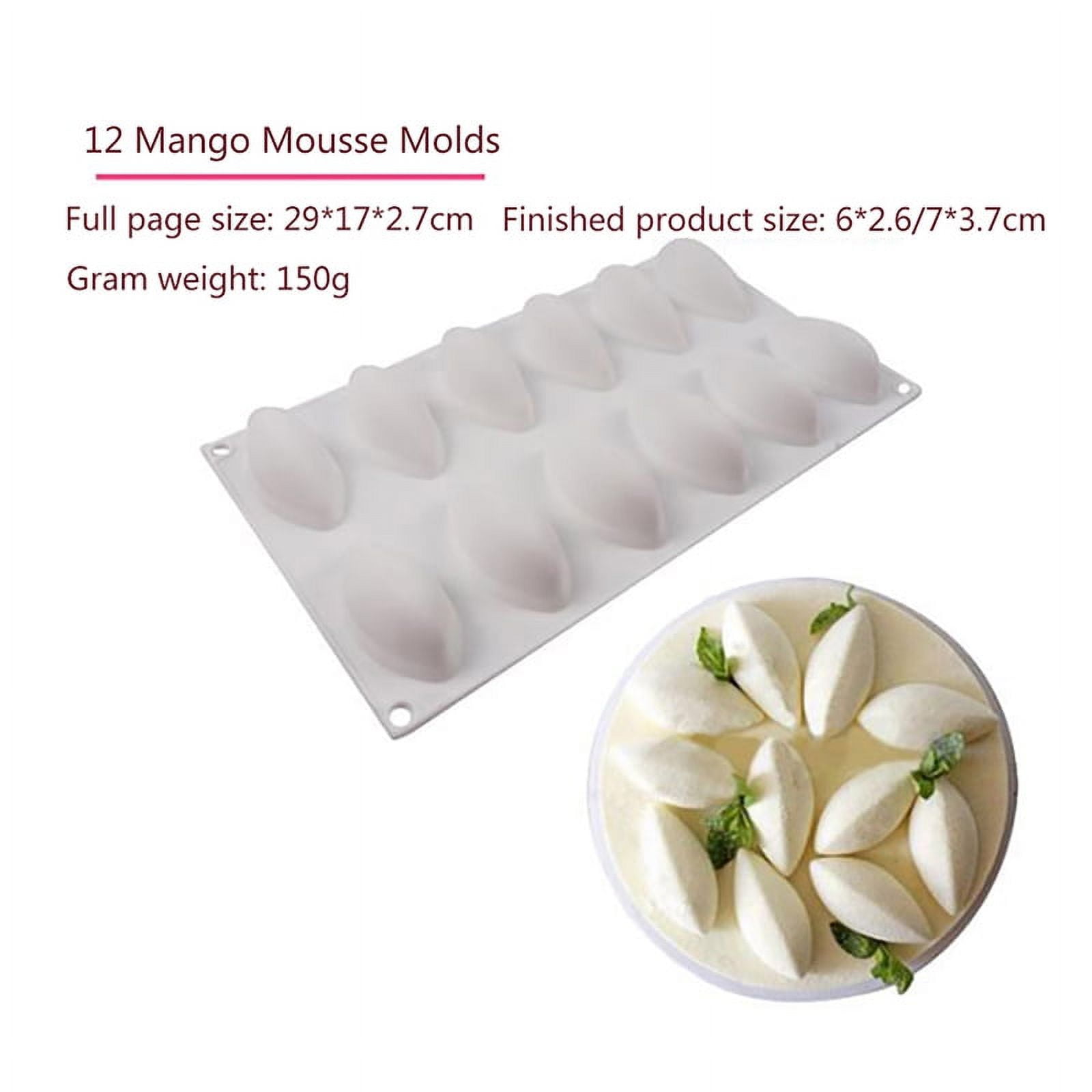 12 Cavity Silicone Cake Fondant Mold Form Quenelle Shaped Mould Mousse ...