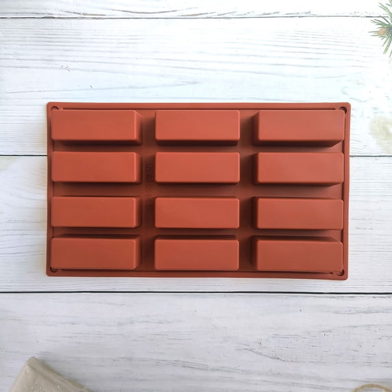 12-Cavity Silicone Chocolate Bar Mold | Food-Grade Rectangular Baking ...