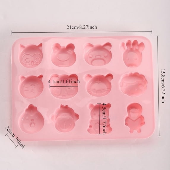 12-Cavity Silicone Jelly Pudding Mold with Floral & Animal Designs, Non ...