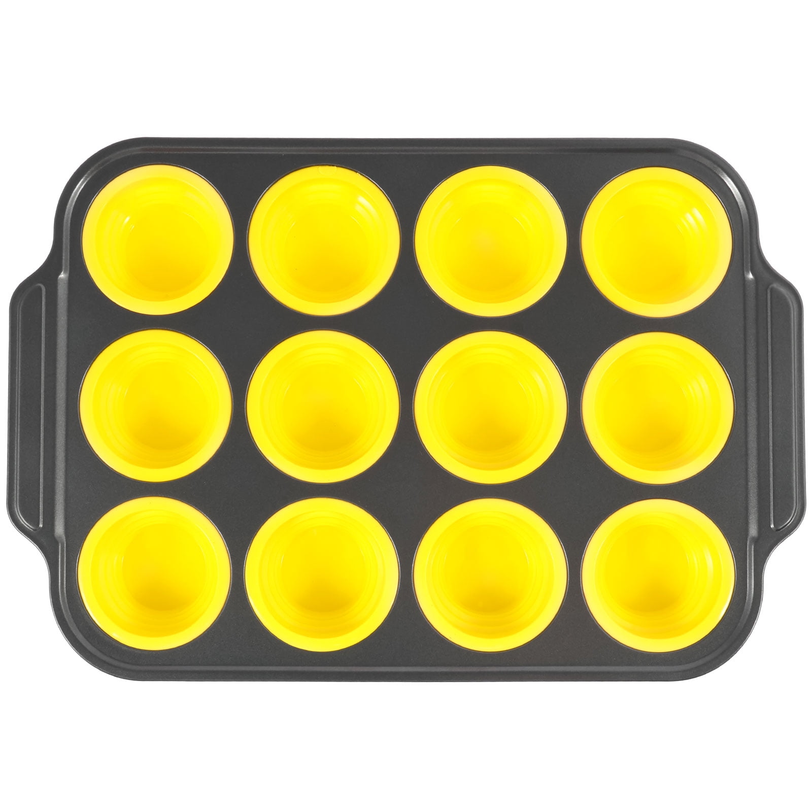 12 Cavity Silicone Mini Muffin Pan With Metal Frame Non Stick Foldable ...
