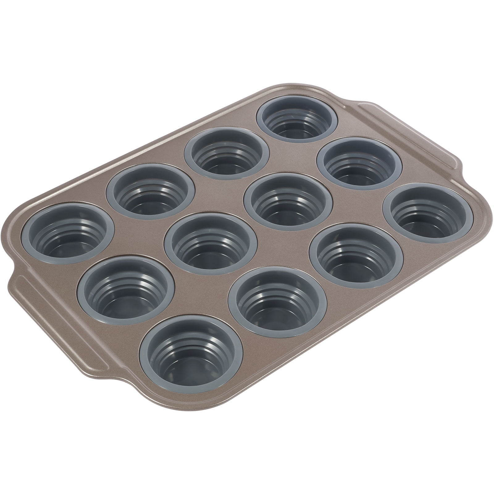 12 Cavity Silicone Mini Muffin Pan With Metal Frame Non Stick Foldable ...