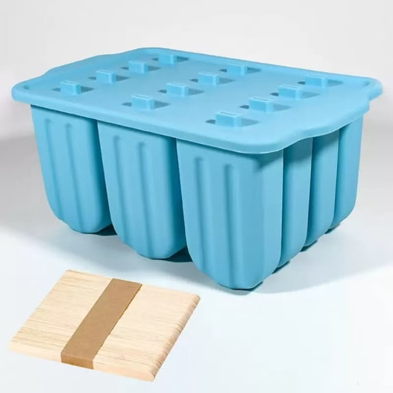 12-Cavity Silicone Popsicle Molds, BPA Free Easy Release, with 50 ...