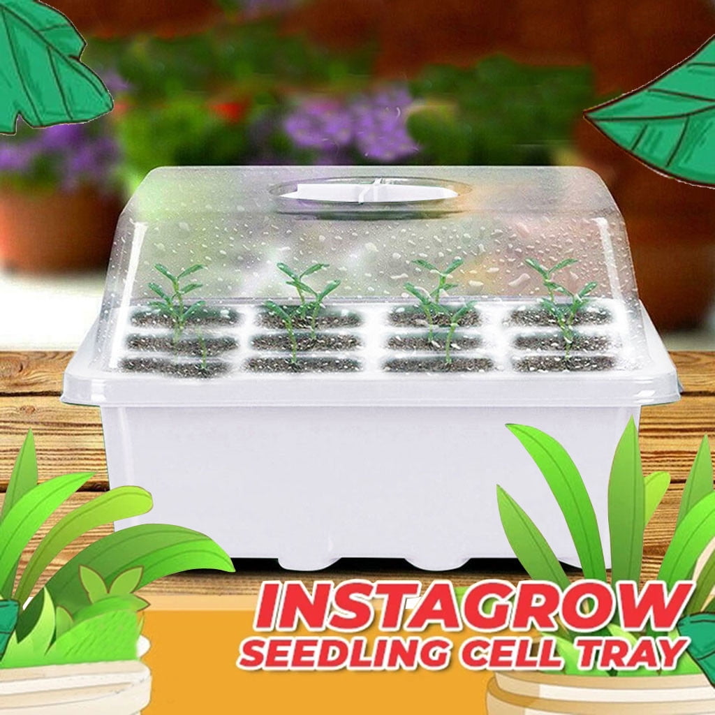12 Cell Seed Starter Tray with Humidity Dome - Plant Propagation Kit ...