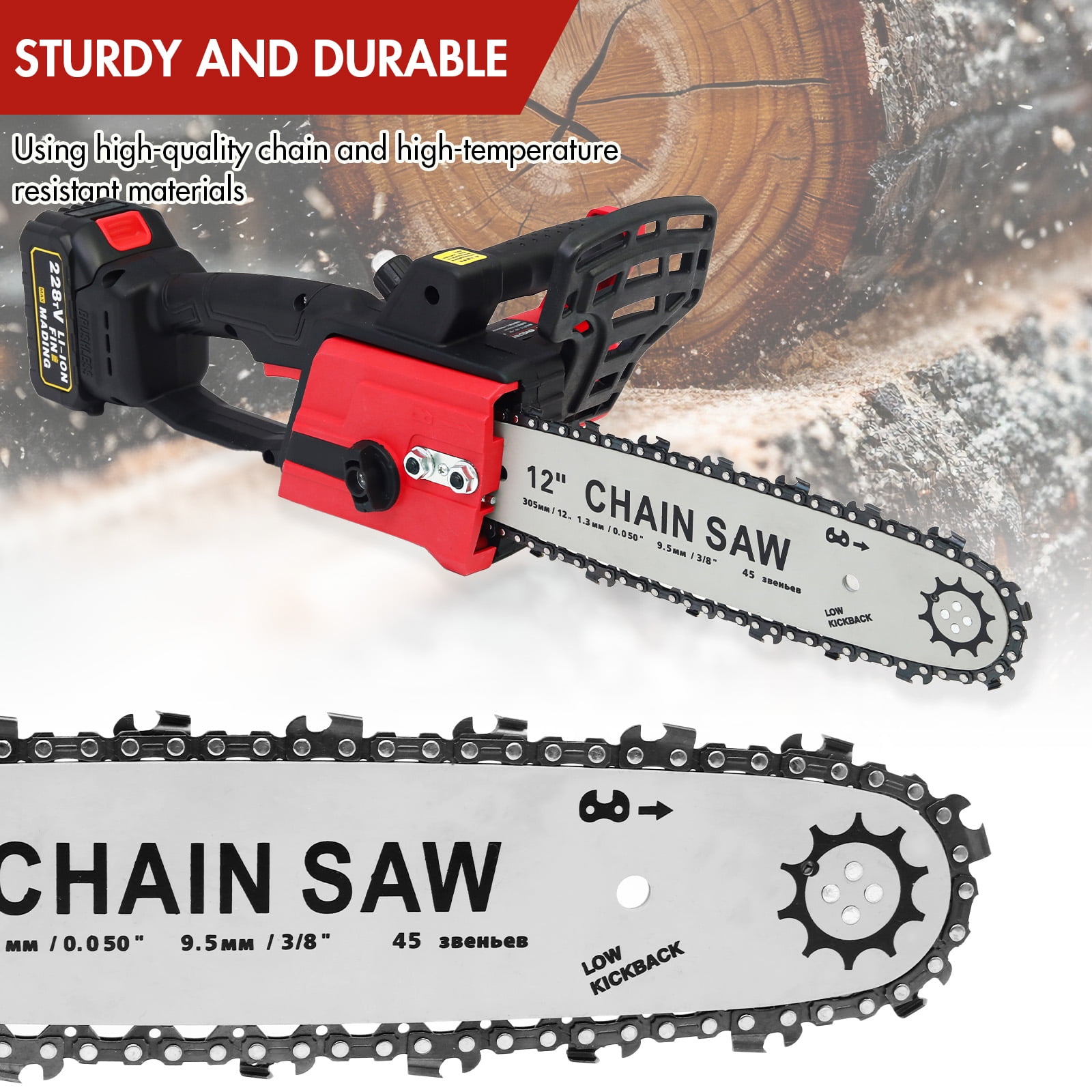 BAOKALER 12" Chainsaw, Portable Electric Chain saws, Handed Woodcutting ...