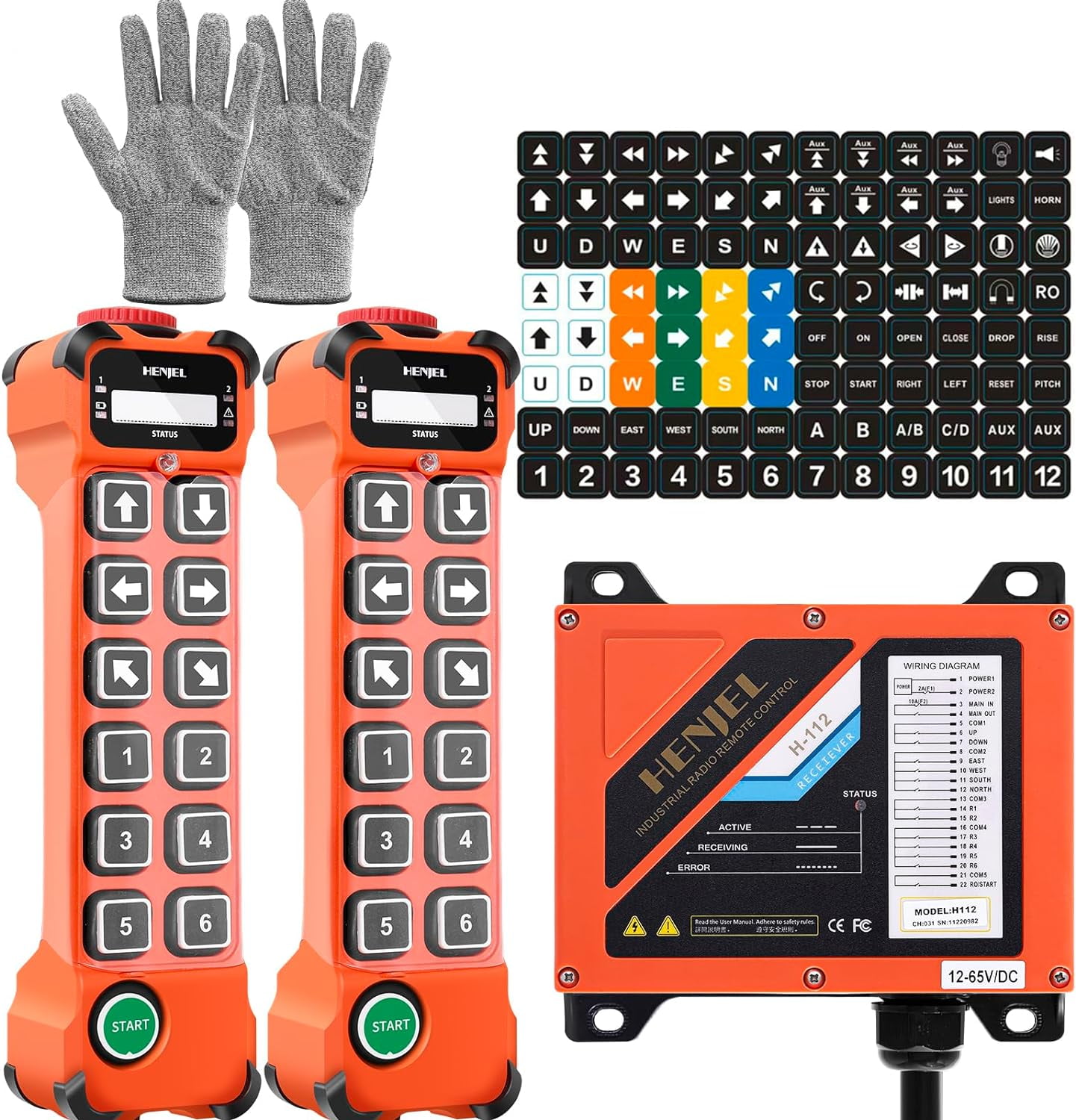 12 Channel Industrial Wireless Crane Radio Remote Control 110-460V 110V ...