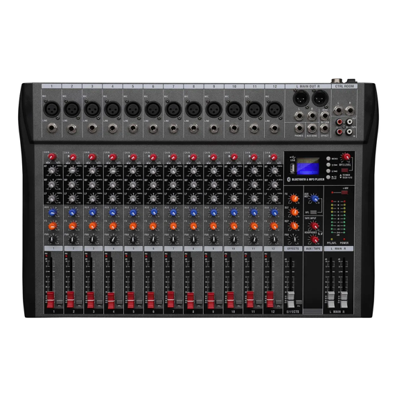 12 Channel Professional Audio Mixer Console with 16 Built-in Digital ...