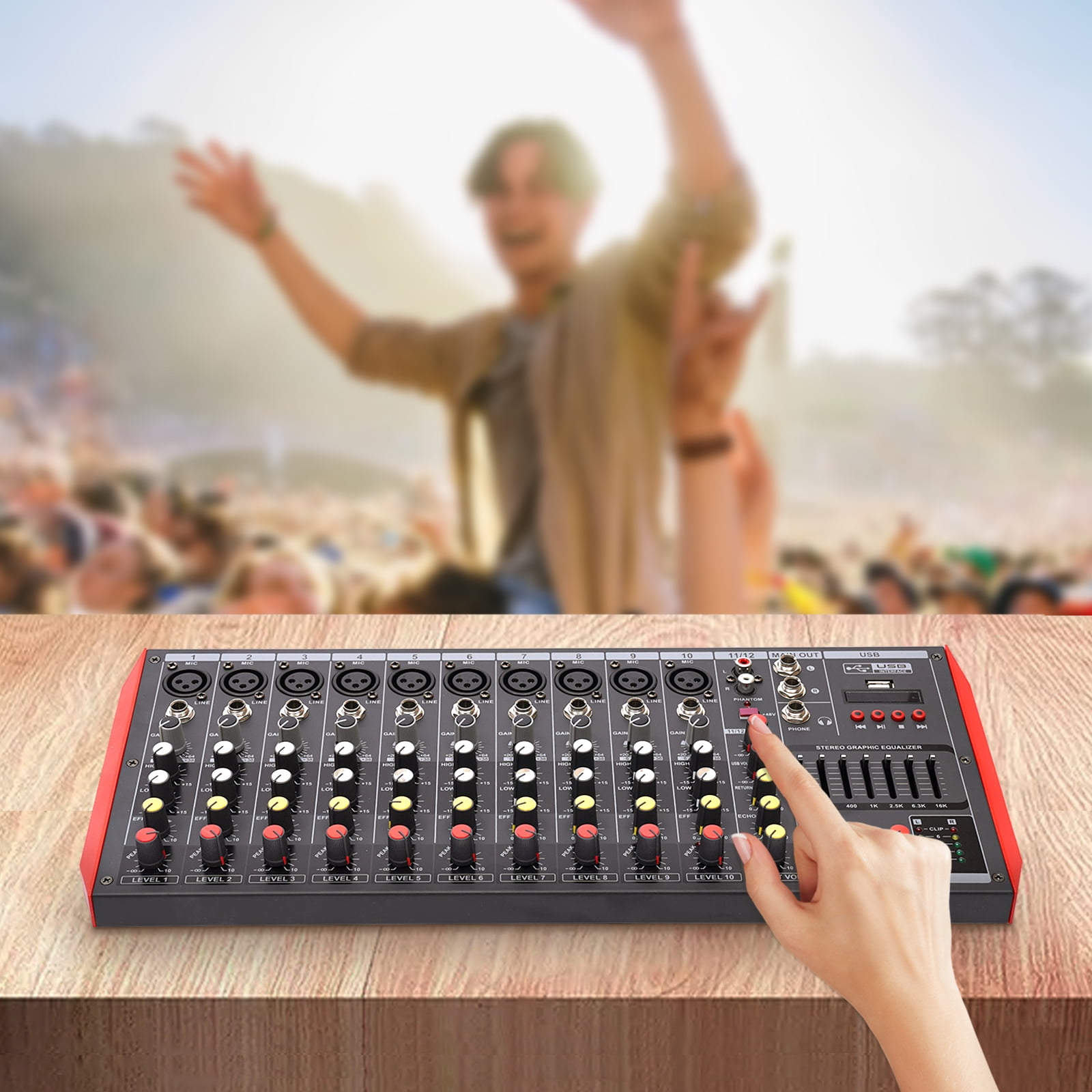 12-Channel Professional Audio Mixer with Bluetooth, Digital Effects ...
